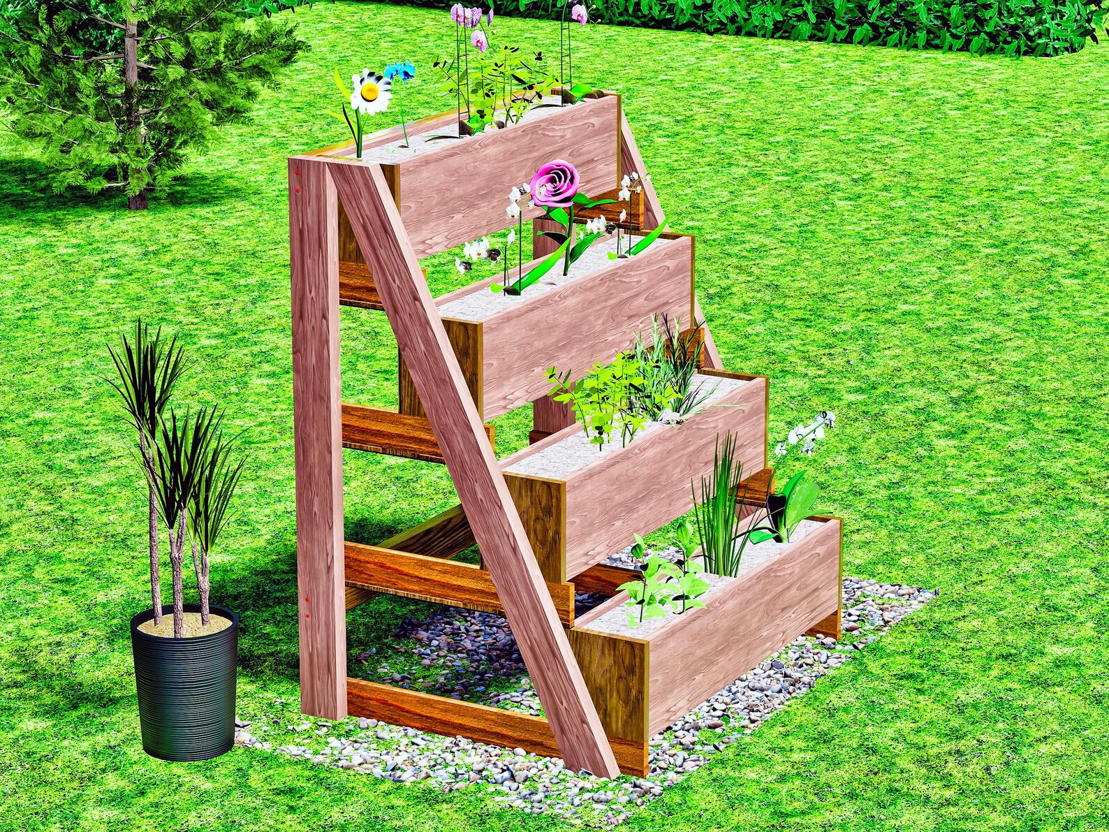 DIY 4-tier Vertical Planter Box Plans: Balcony Garden PDF Build Guide ...