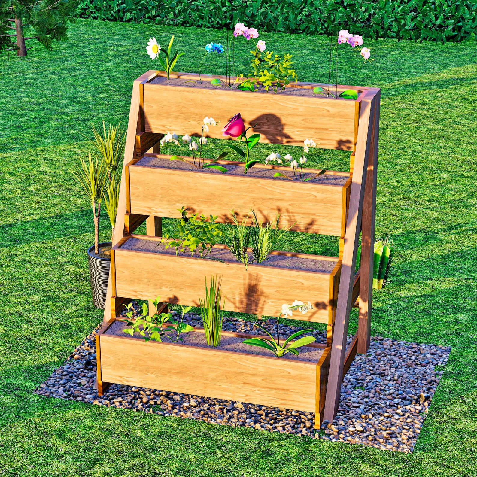DIY 4-tier Vertical Planter Box Plans: Balcony Garden PDF Build Guide ...