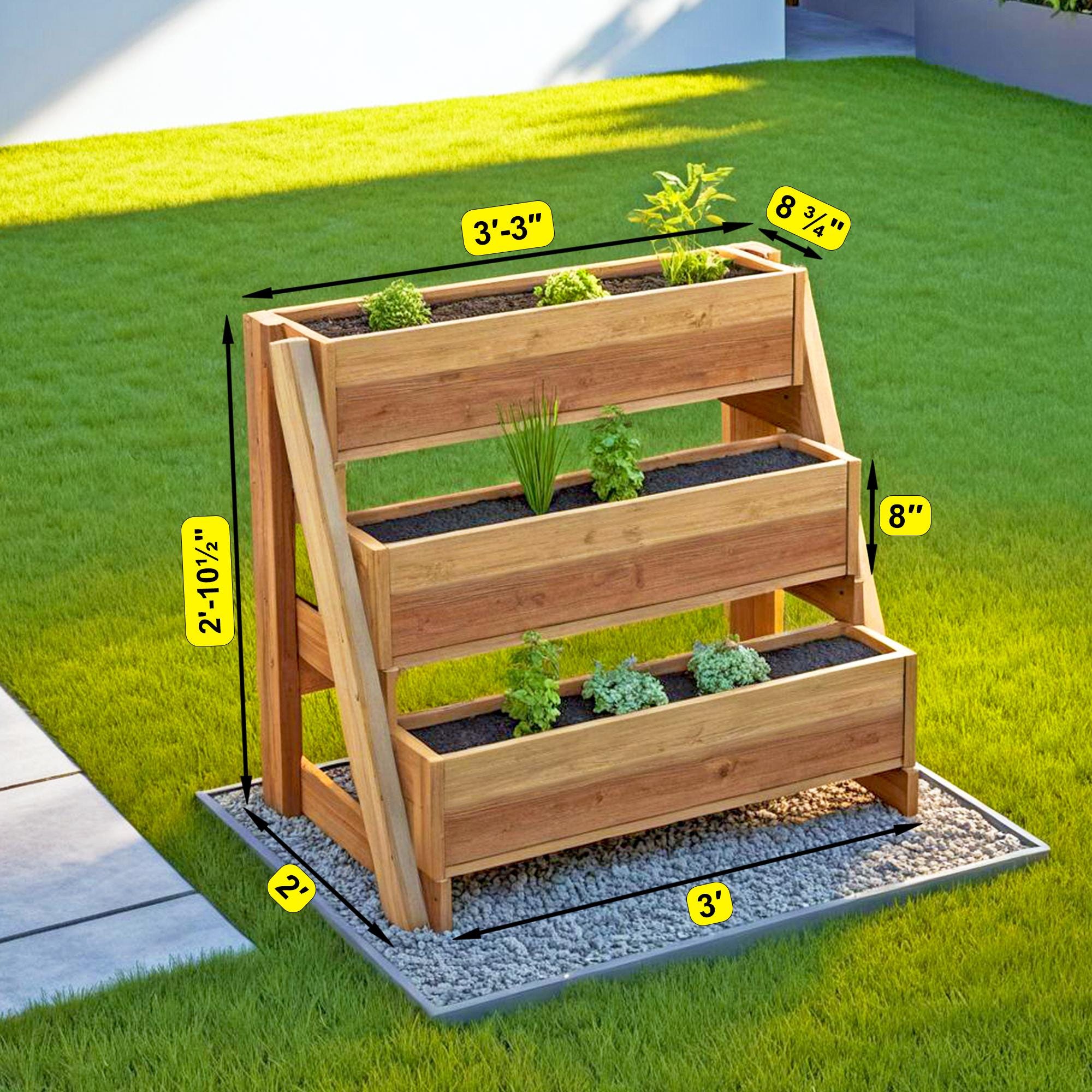 3-tier Raised Planter Box Plans: DIY Vertical Garden (PDF Download) - Etsy