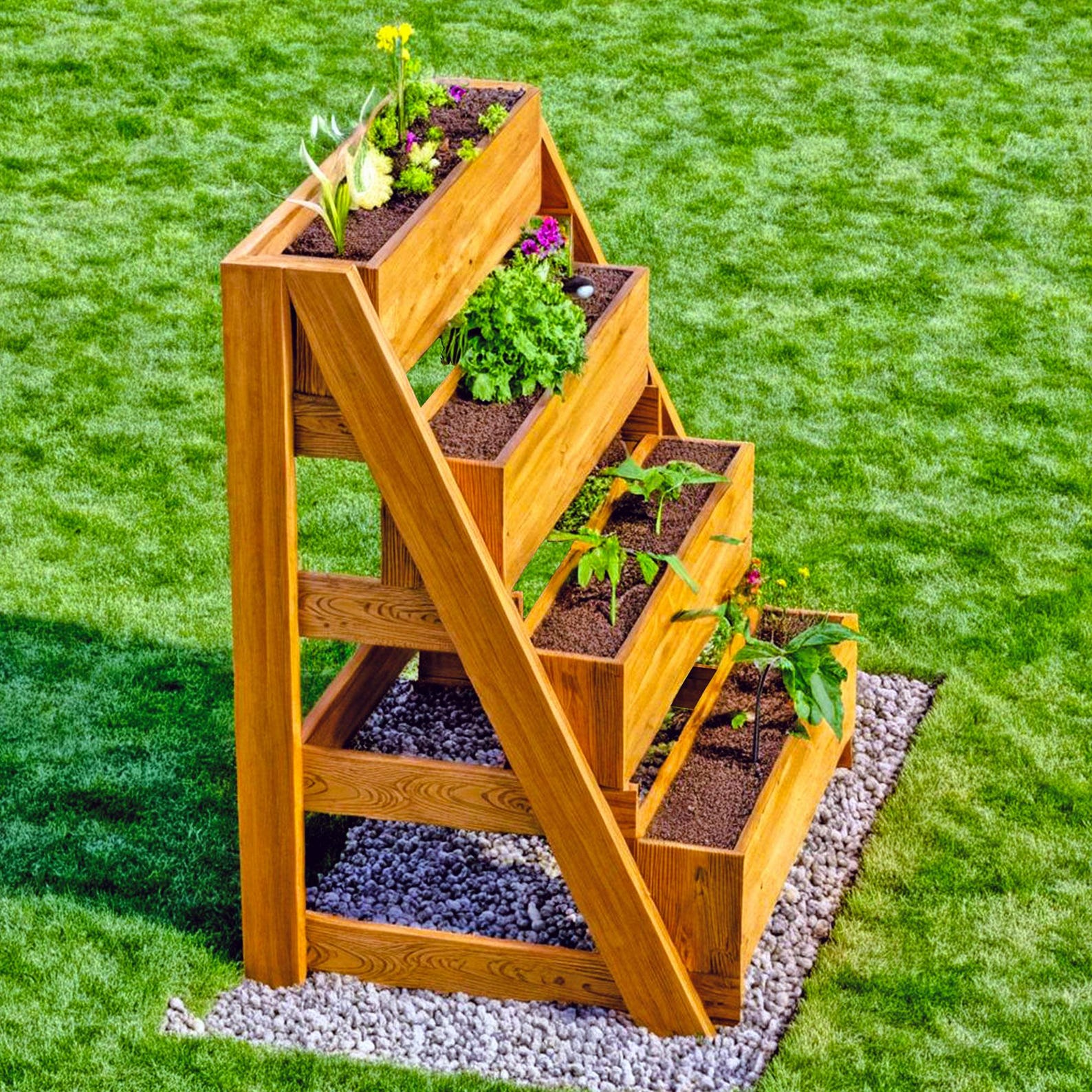 DIY 4-tier Vertical Planter Box Plans: Balcony Garden PDF Build Guide ...