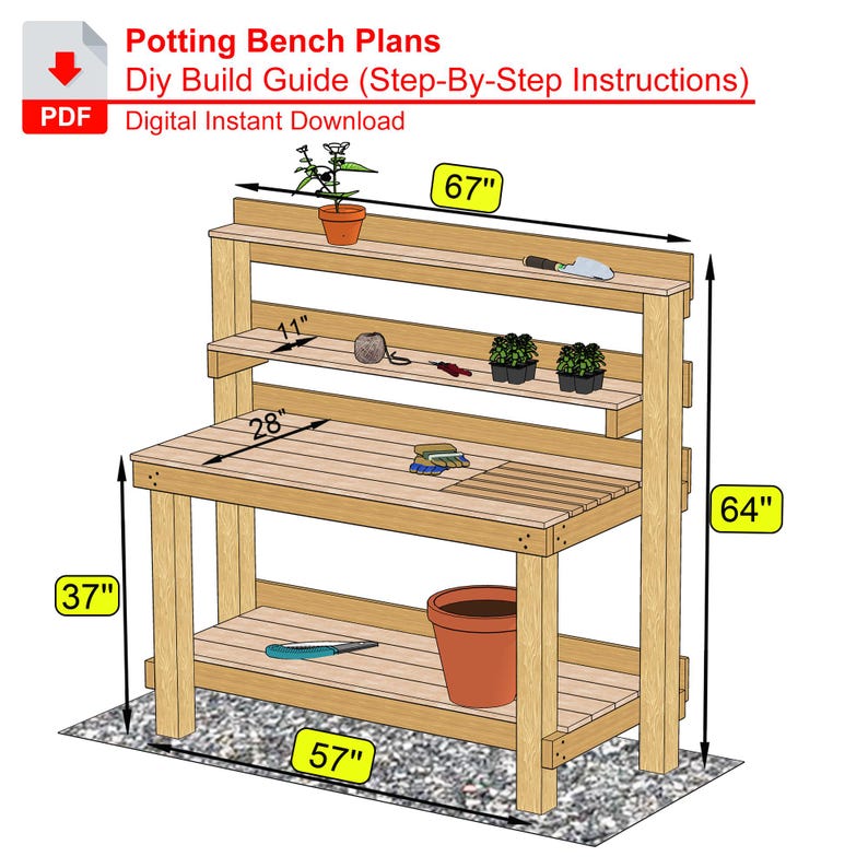 DIY Potting Bench Plans PDF: Modern Garden Workbench Build Guide - Etsy