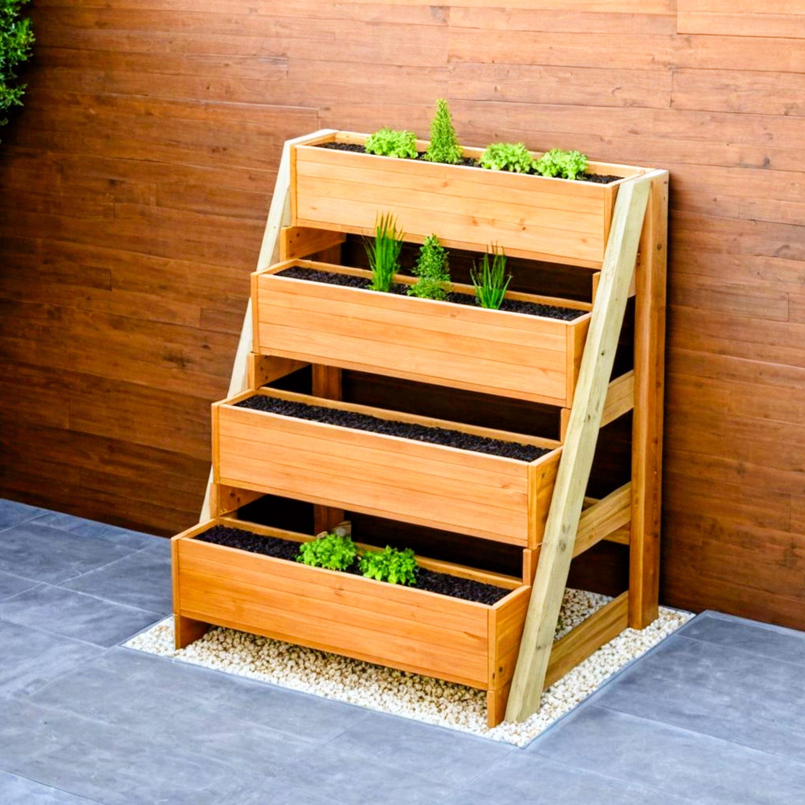 DIY 4-tier Vertical Planter Box Plans: Balcony Garden PDF Build Guide ...