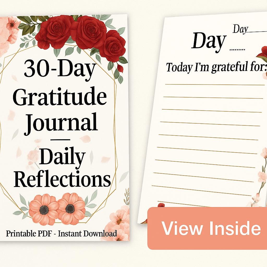 30-day Gratitude Journal Printable – Daily Reflections for Self-care ...
