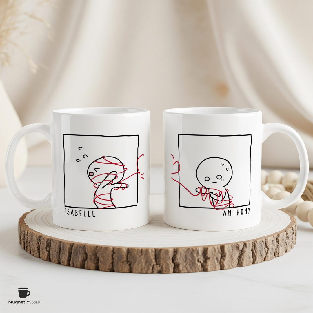 Personalized Couple Mug Set His and Hers, Custom Engraved Pottery ...