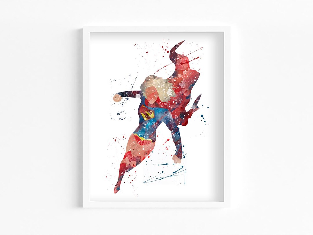 Superhero of Steel Watercolor Print: Iconic Super Soldier Wall Art ...