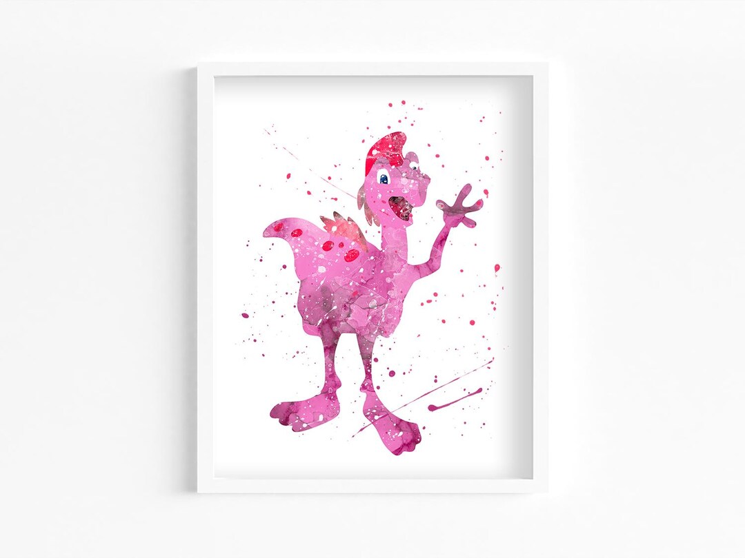 Ruby Dinosaur Oviraptor Watercolor Print, Nursery Kids Wall Decor ...