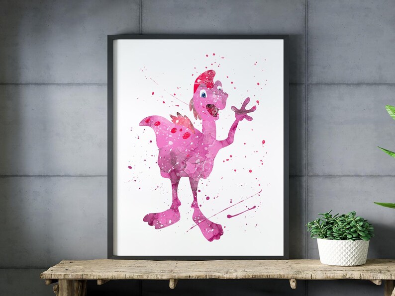 Ruby Dinosaur Oviraptor Watercolor Print, Nursery Kids Wall Decor ...