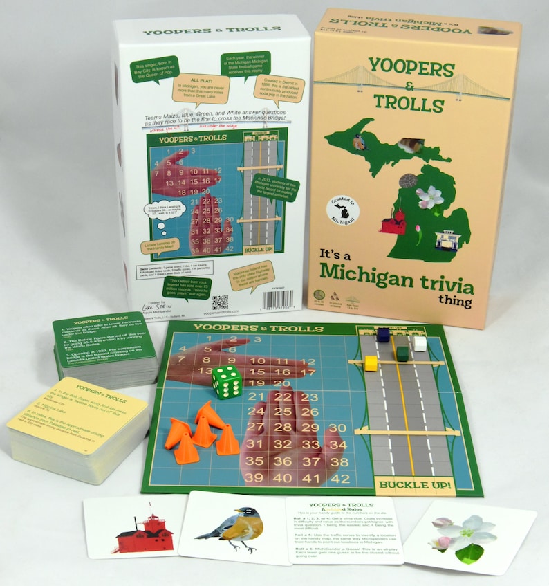 Michigan Trivia Board Game: Yoopers & Trolls - Made in Michigan - Etsy