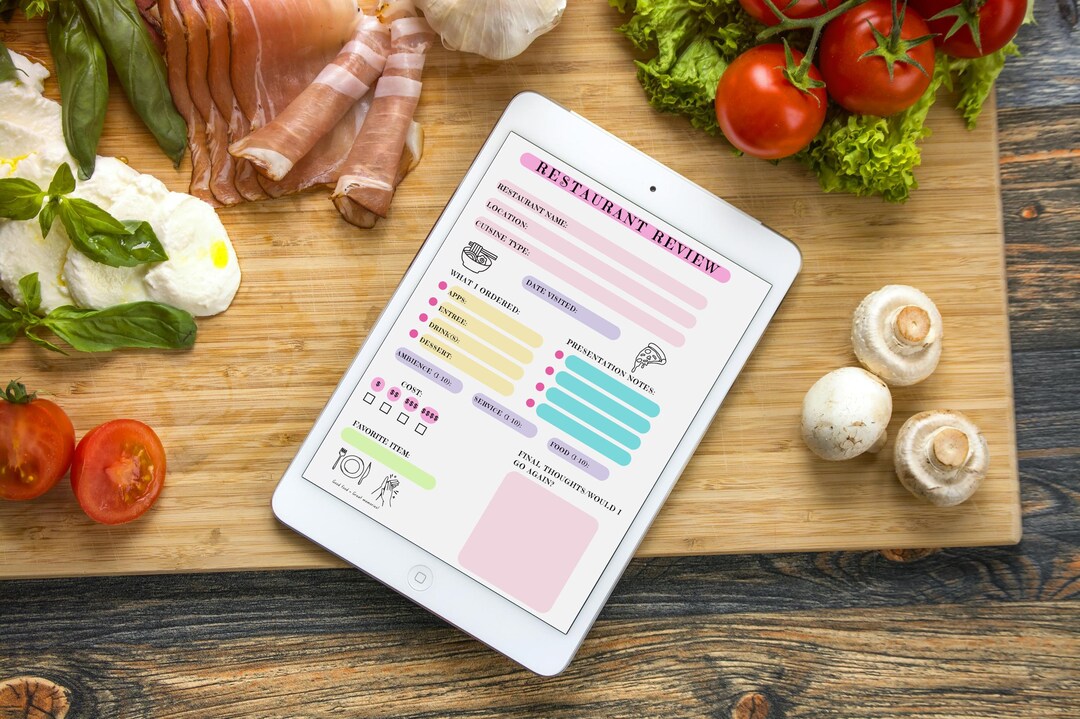 Restaurant Review Journal Printable | Cute Foodie Journal Page | Dining ...