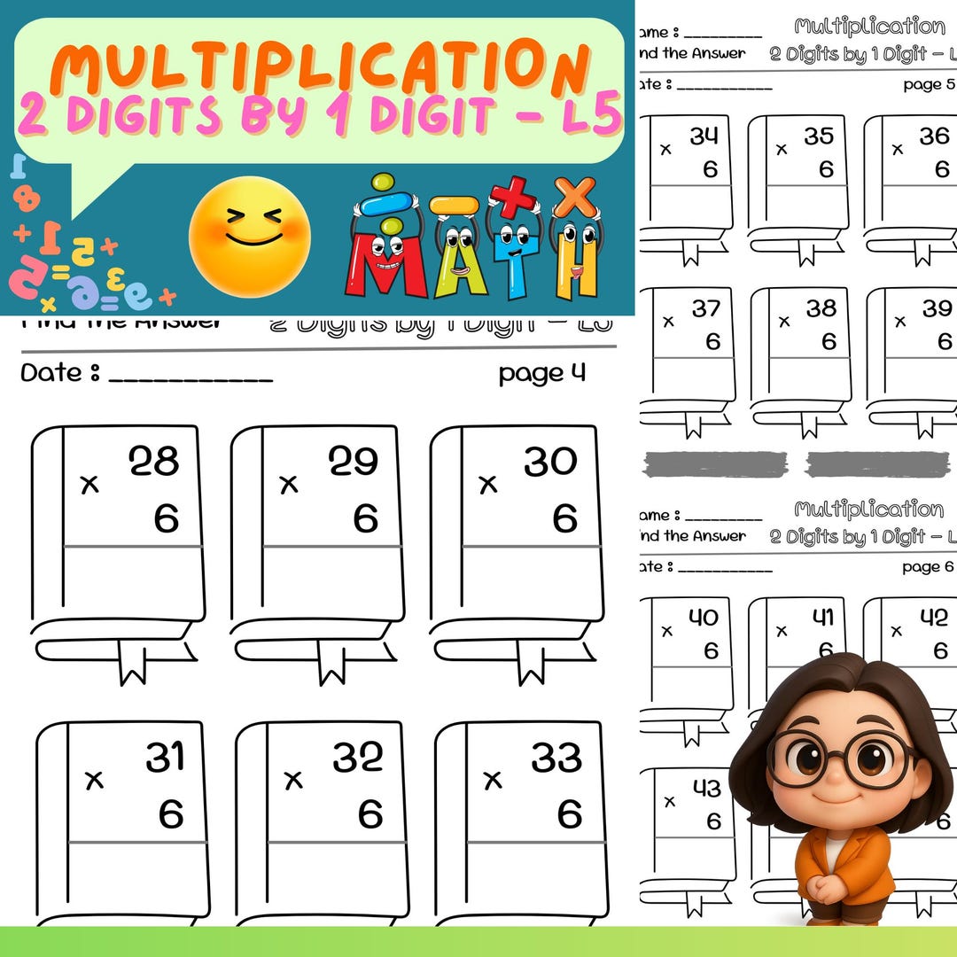 Multiplication 2 Digits by 1 Digit - L5 - Etsy