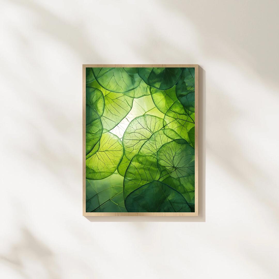 Green Leaf Wall Art, Botanical Green Leaves Art, Modern Nature Decor ...