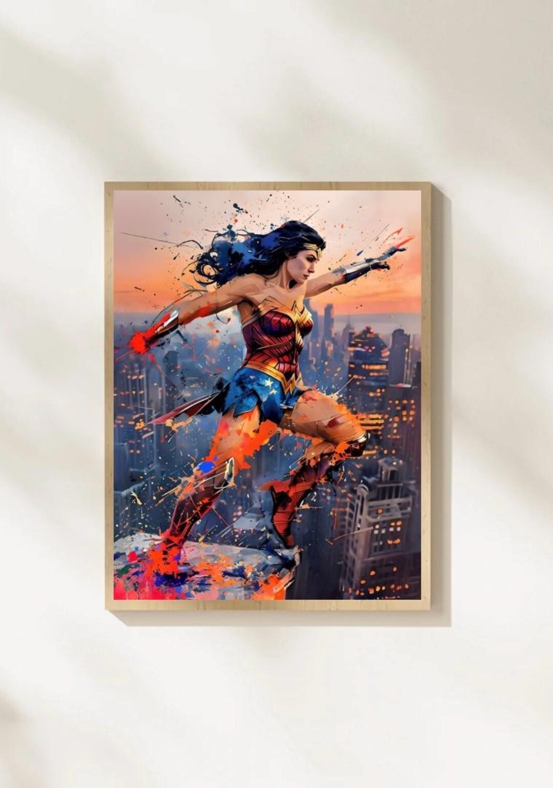 Watercolour Wonder Woman Wall Art, Comic Style Female Hero Print ...