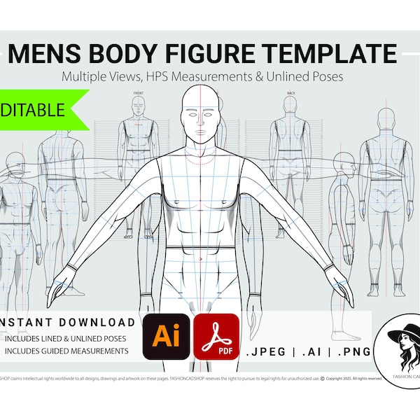 Male Croqui Template - Etsy