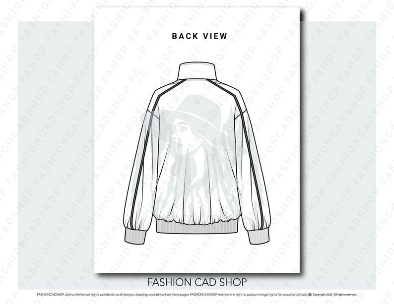 Women's Track Jacket Fashion Flat Sketch (digital Download), Adobe ...