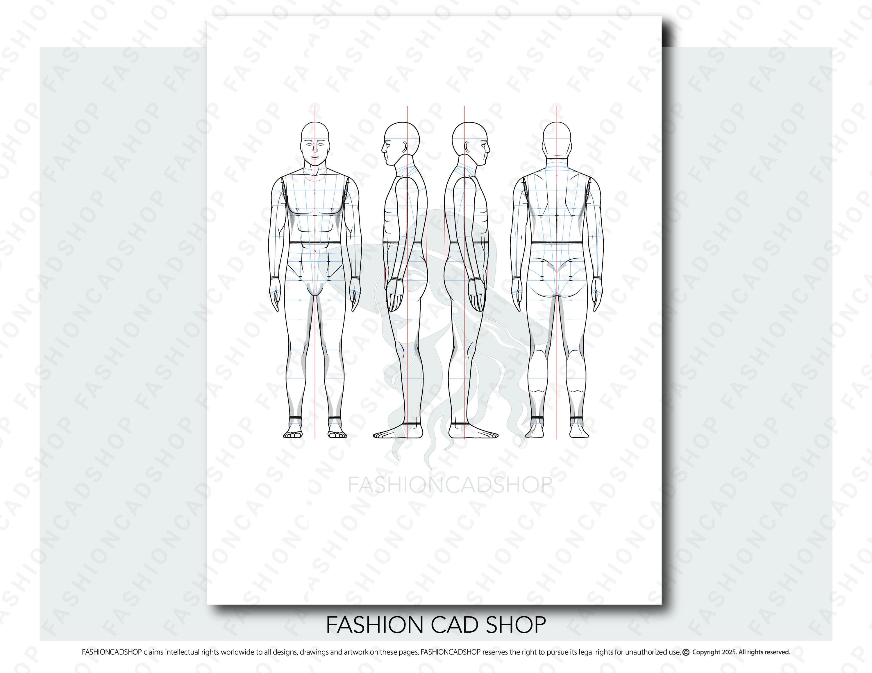 Mens Fashion Body Template, Male Figure Croquis, (digital Download ...