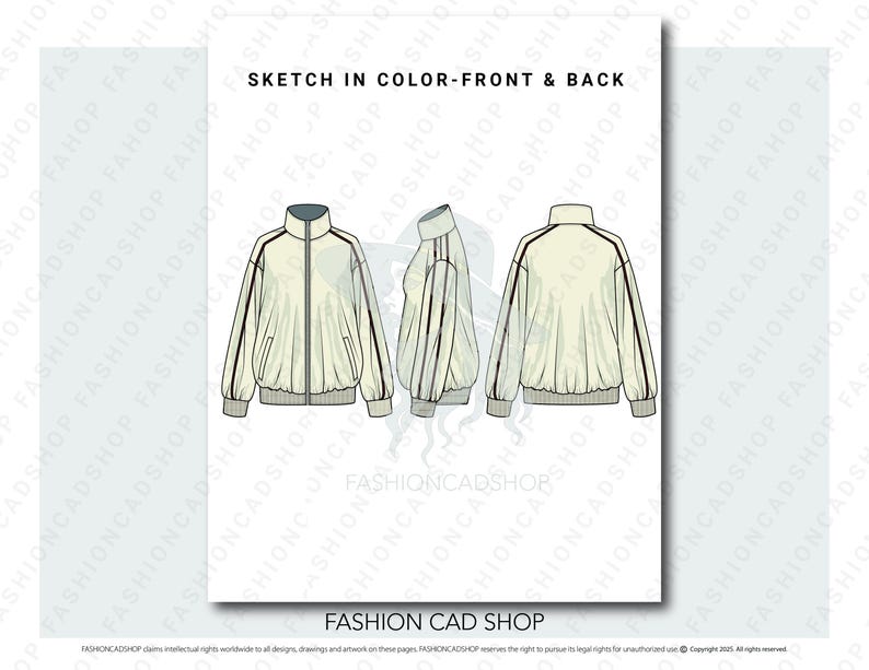 Women's Track Jacket Fashion Flat Sketch (digital Download), Adobe ...
