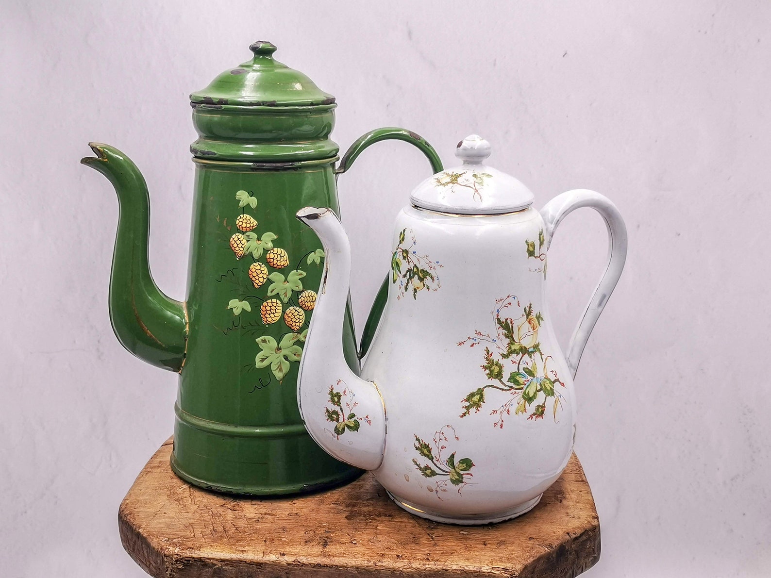 Enamel French COFFEE BIGGIN in Rare Green Color Hand Painted - Etsy