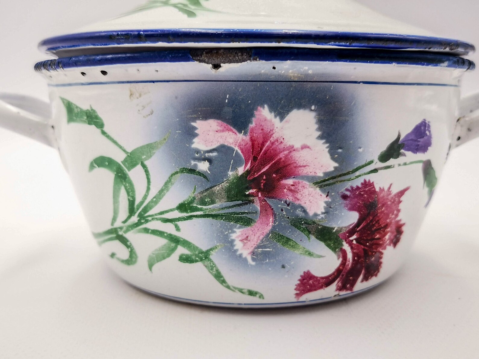 Enameled French small soup tureen Japy 1930's airbrushed | Etsy