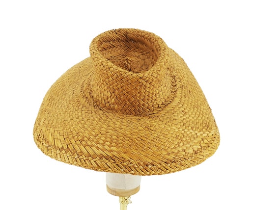 Antique French Straw Hat, Late 1800s, Woven Straw Far… - Gem