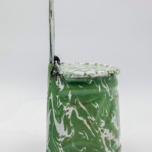 Antique French Enameled SALT BOX, Marbled Decor Green & White, Vintage ...