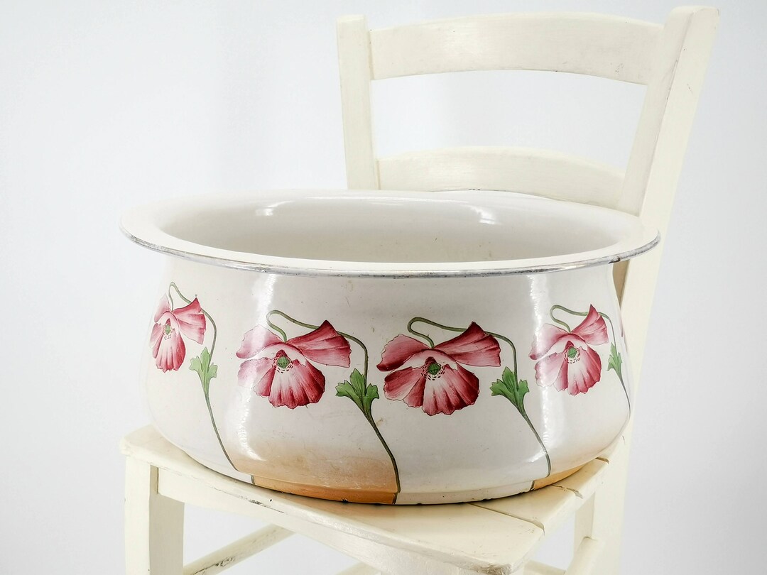 Antique Rare French Enamel Foot Wash Basin, Enamel Foot Wash Basin ...