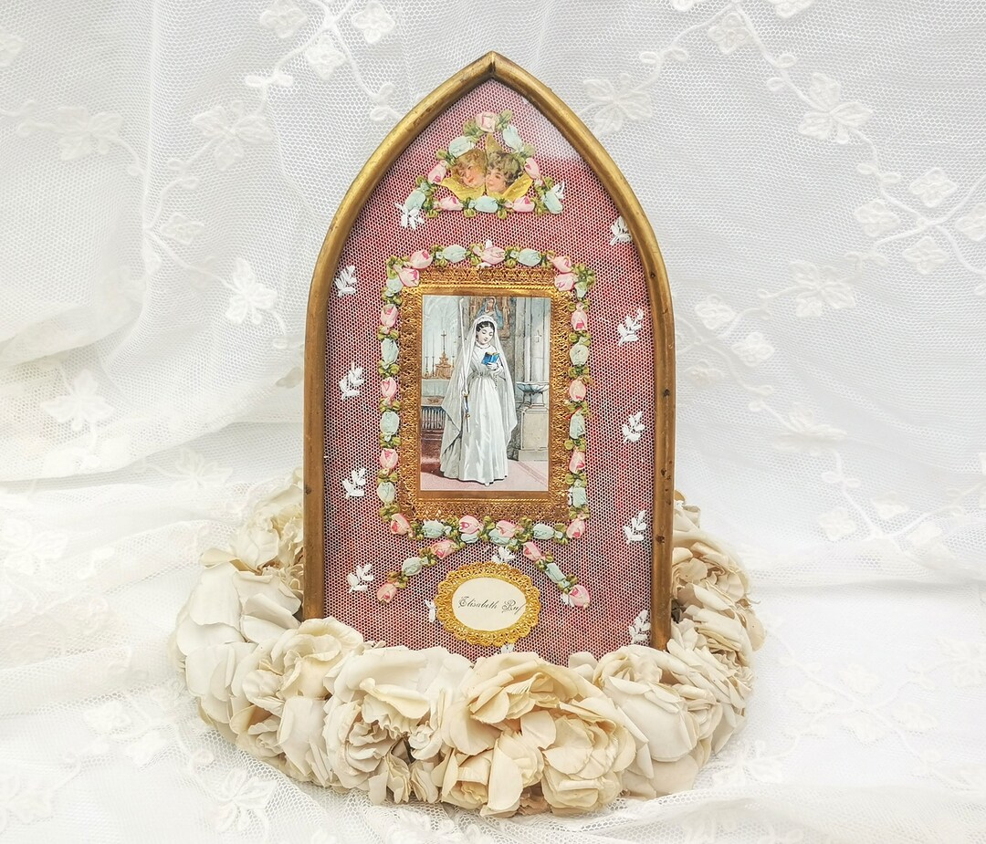 Antique French Framed First Communion Paper Lace Card, Silk Rosettes - Etsy