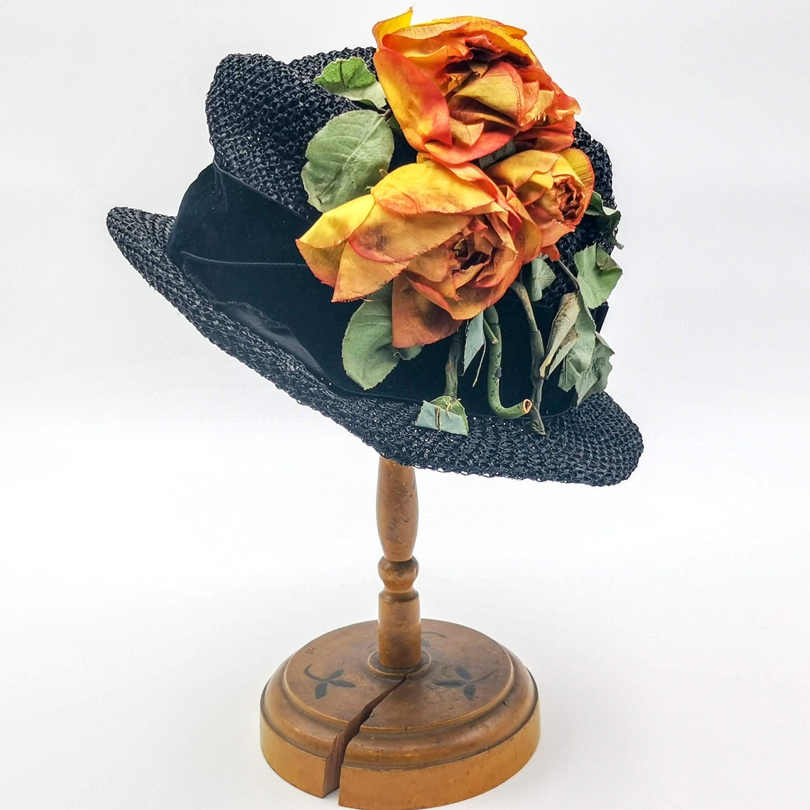 Antique French Straw Hat Black Straw Hat for Lady With Black | Etsy