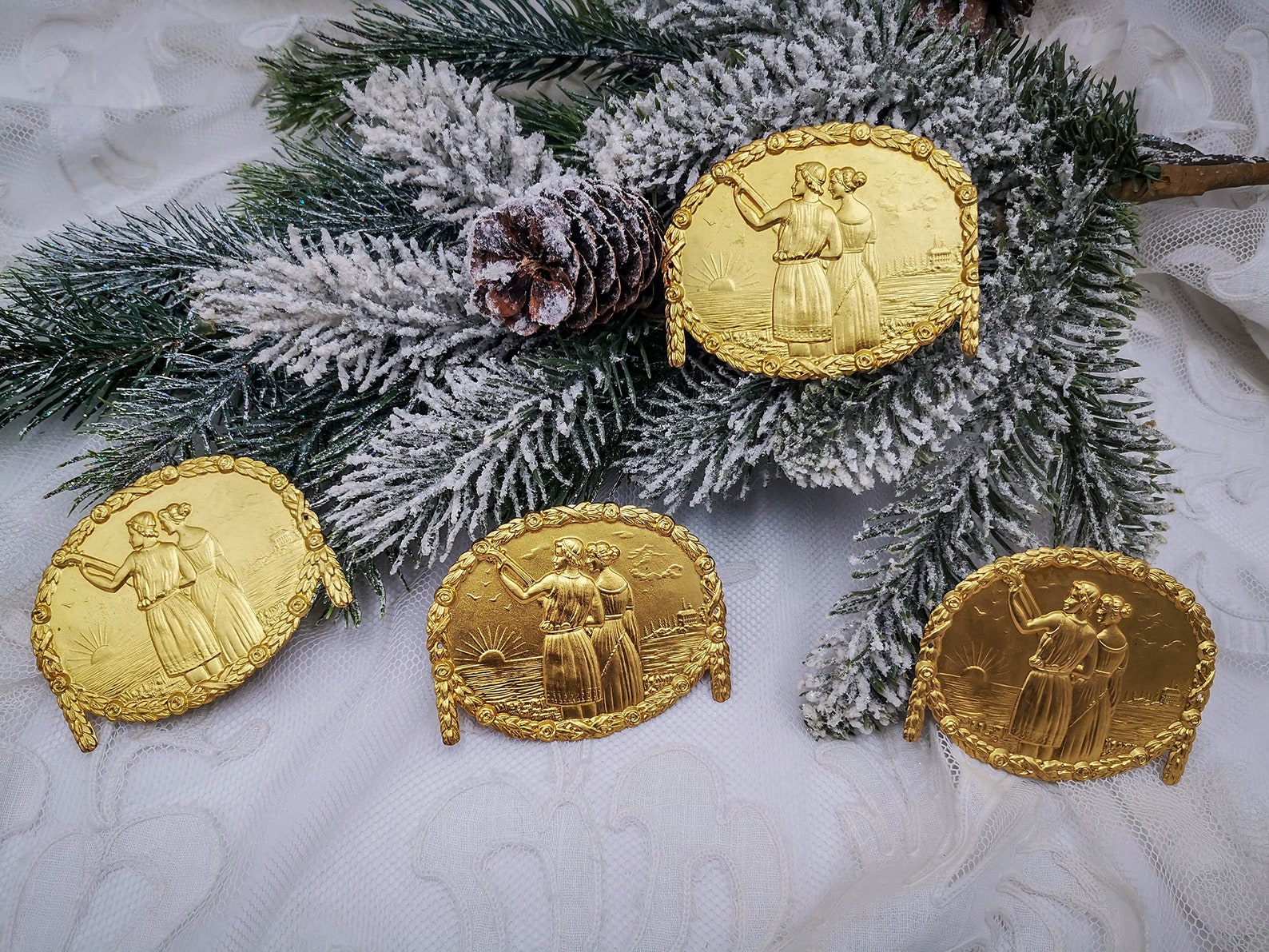 Vintage Metallic Gilded Decorations for Christmas Tree Gilded - Etsy