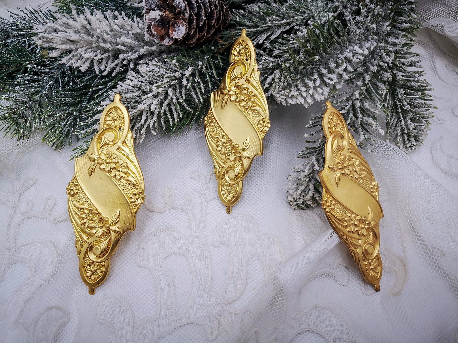 Vintage Metallic Gilded Decorations for Christmas Tree Gilded - Etsy