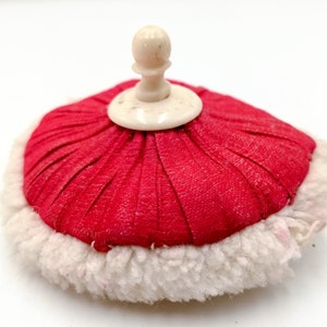 Antique French Peluche & Silk Powder Puff With Carved Bone Handle ...