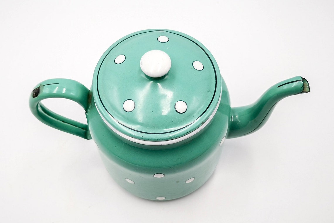 Antique French Enamel Teapot Enameled Teapot Jade Green & - Etsy