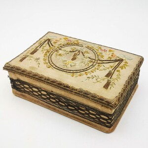 Antique French Jewelry Box, Silk Textile Box, Hand Embroidered ...