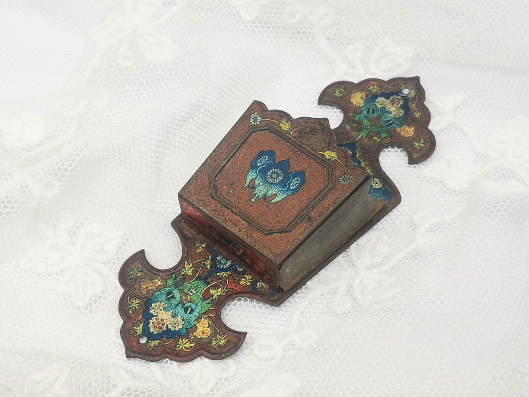 Antique Tin Matches Holder Art Nouveau Style, Wall Matches Holder ...