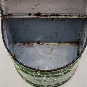 Antique French Enameled SALT BOX, Marbled Decor Green & White, Vintage ...