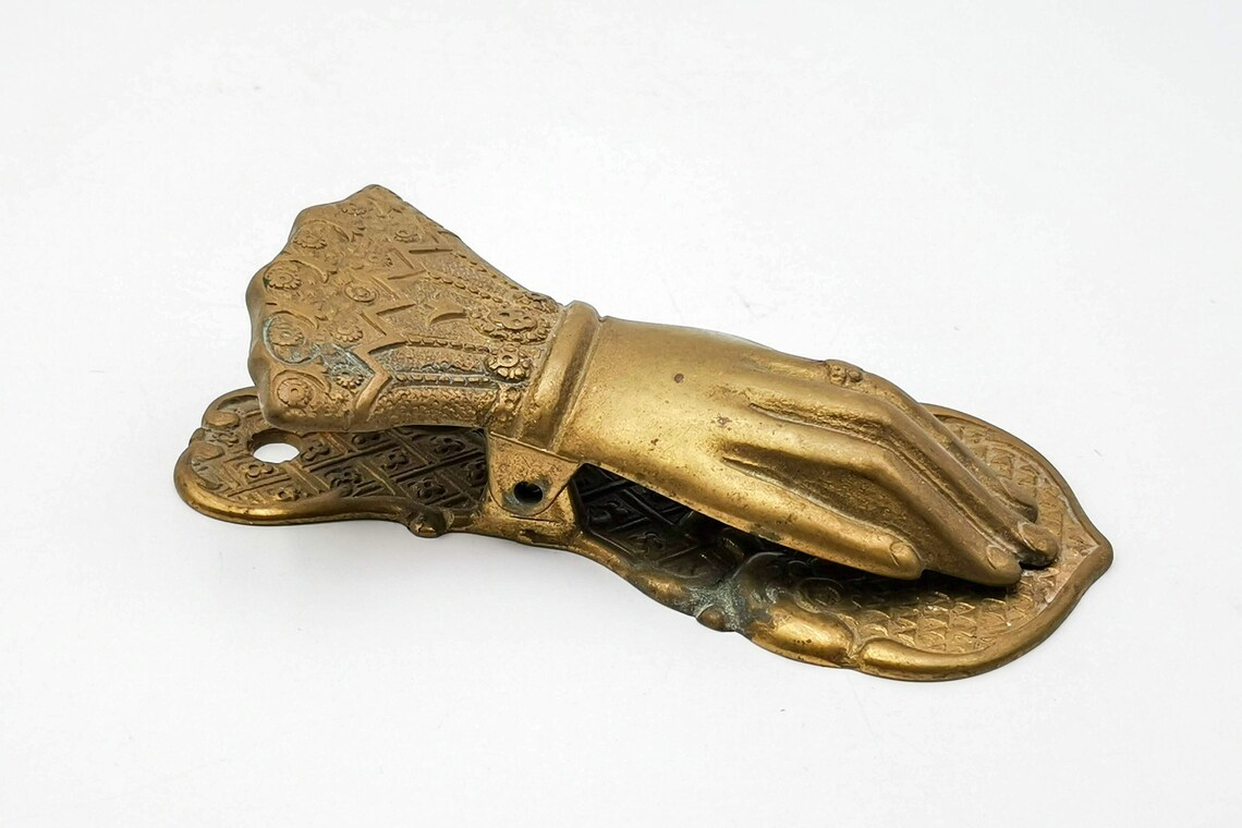 Solid Brass Paper Clip Holder Victorian Hand Shaped Note - Etsy