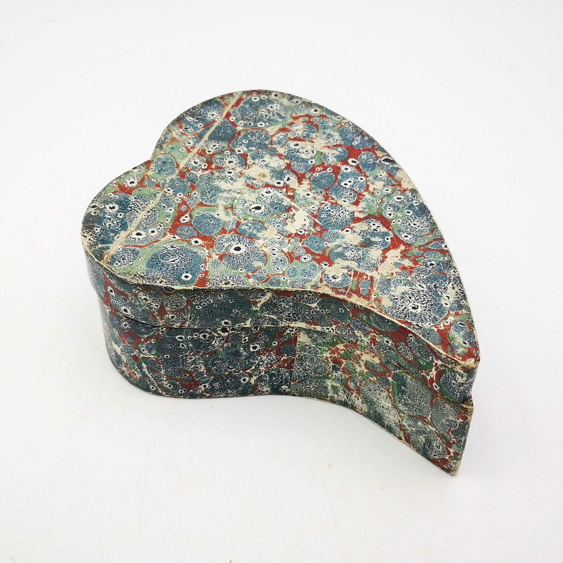 Antique Italian Box Heart Shape Box Covered With Marbled - Etsy