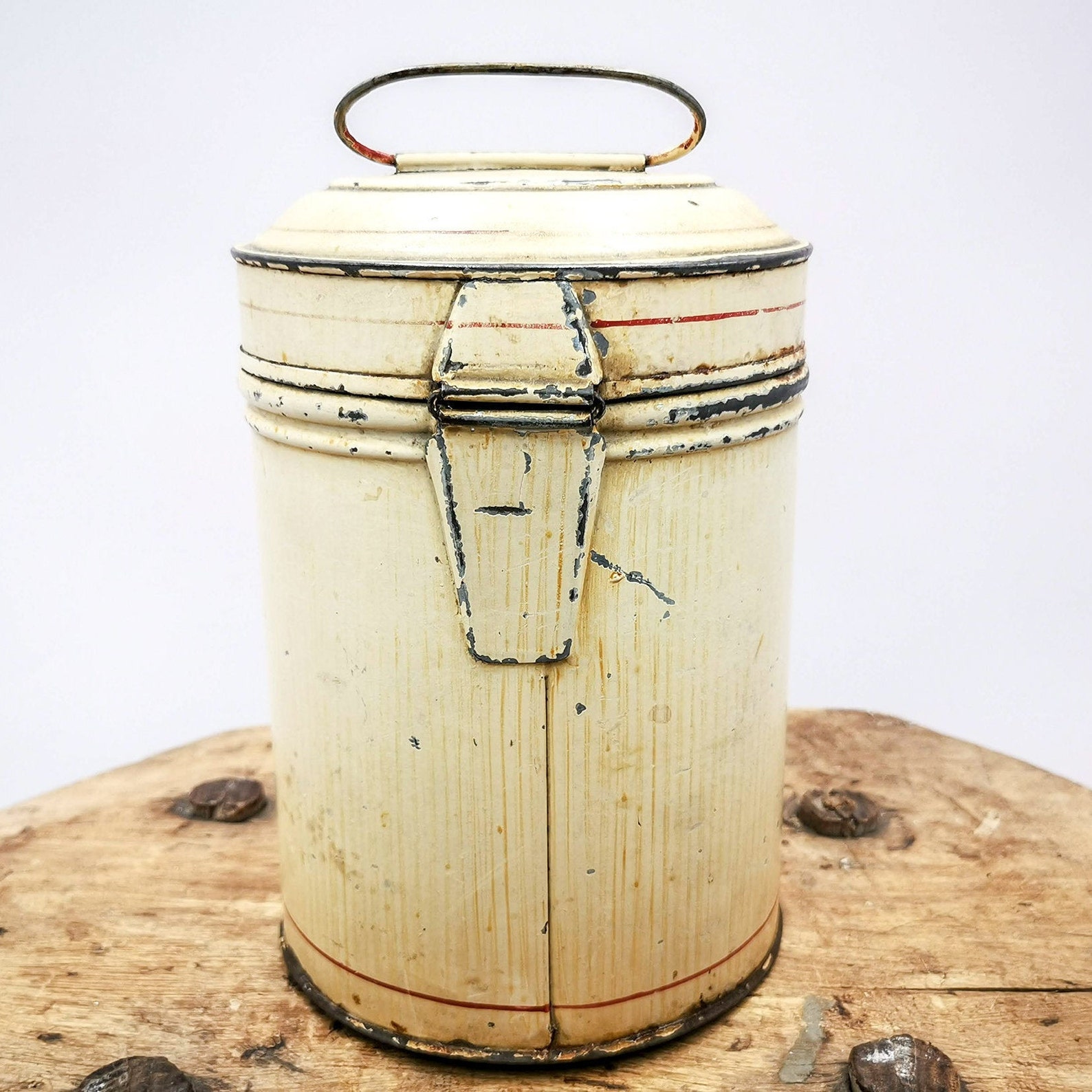 Antique German TIN Jar for Coffee, Boite à èpices, Vintage Ivory Color ...