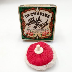 Antique French Peluche & Silk Powder Puff With Carved Bone Handle ...
