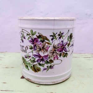 Antique French Farine Pot, Hand-painted Violets, Earthenware Kitchen ...