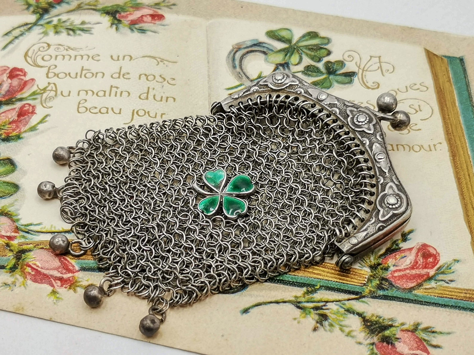 Antique French Chain Purse for Coins Metallic Mesh Purse / - Etsy