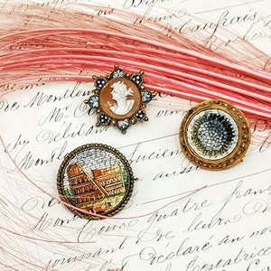 Antique Italian Micromosaic Brooch, Antique Italian Souvenir Brooch ...