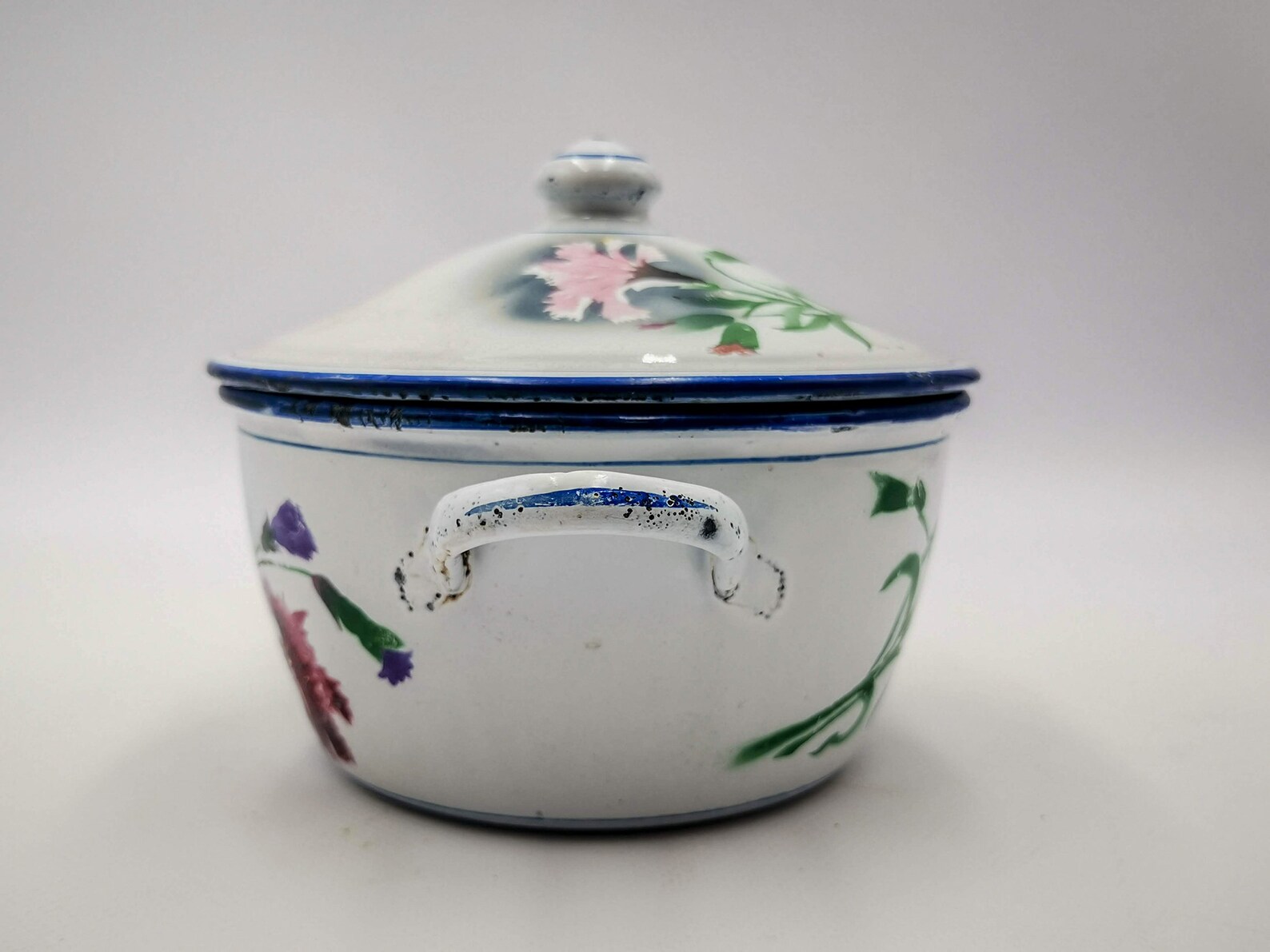 Enameled French Small Soup Tureen Japy 1930's Airbrushed - Etsy