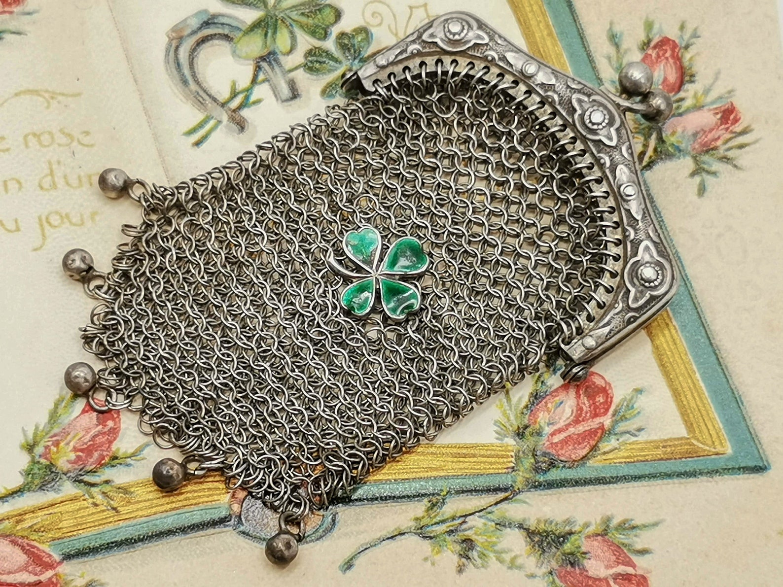 Antique French chain purse for coins metallic mesh purse / | Etsy