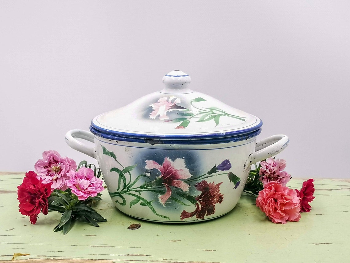 Enameled French Small Soup Tureen Japy 1930's Airbrushed - Etsy