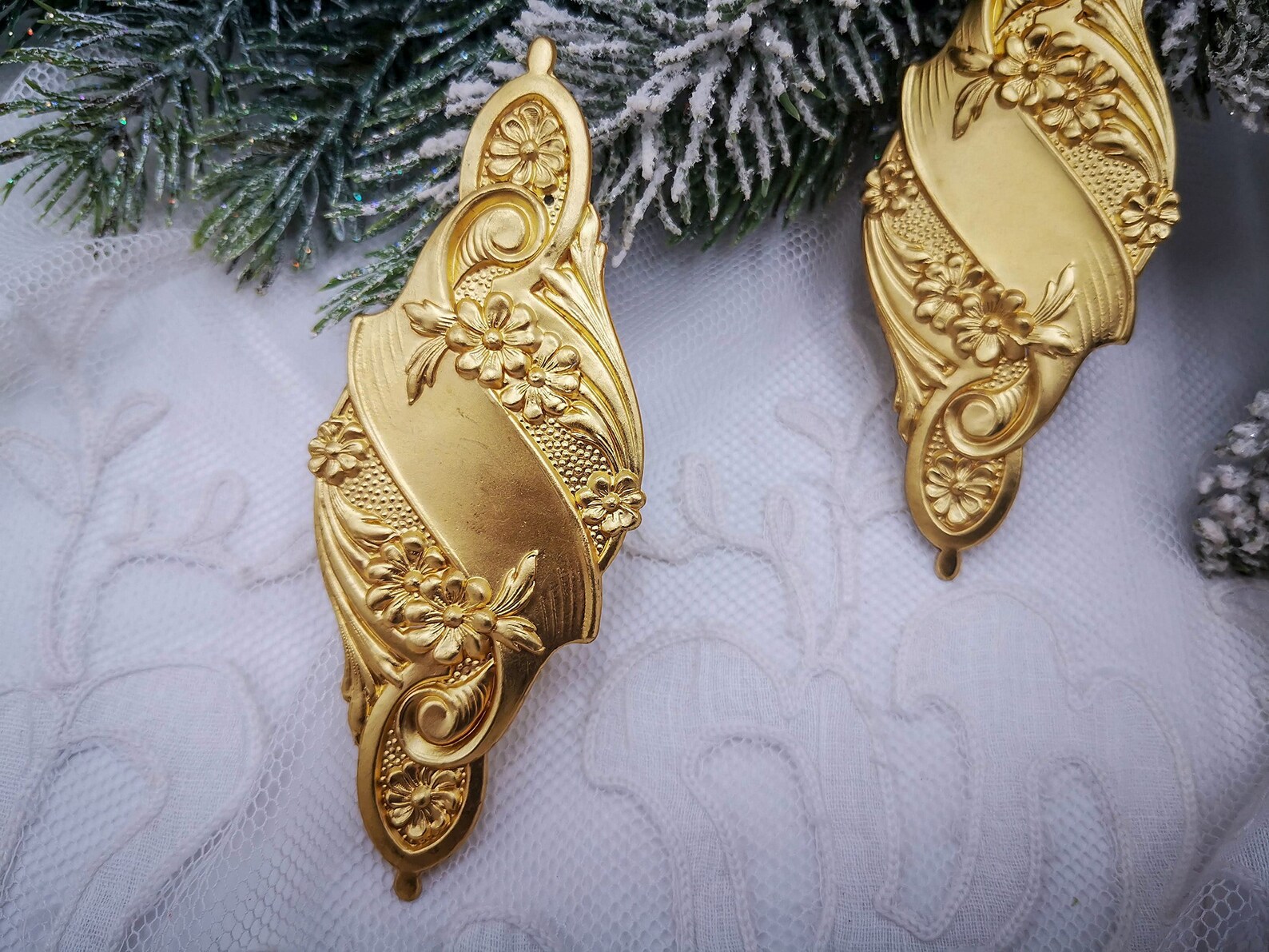 Vintage Metallic Gilded Decorations for Christmas Tree Gilded - Etsy