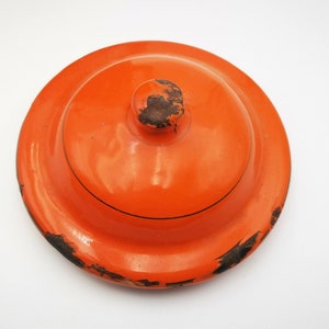 Antique French Enamel Coffee Pot, Orange, Hand Painted Cherries ...