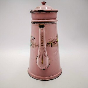 Enamel French Pink COFFEE Pot Hand Painted Violets, Antique Pink ...