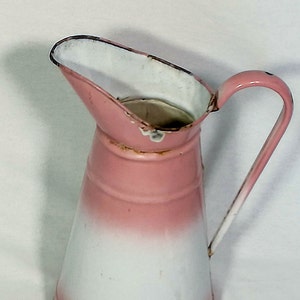 Antique French Enameled Body Pitcher, Pink to White Shades, Shabby Chic ...
