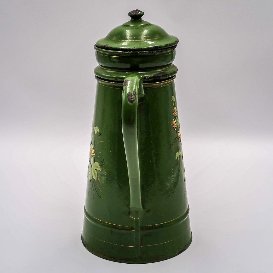 Enamel French COFFEE BIGGIN in Rare Green Color Hand Painted - Etsy