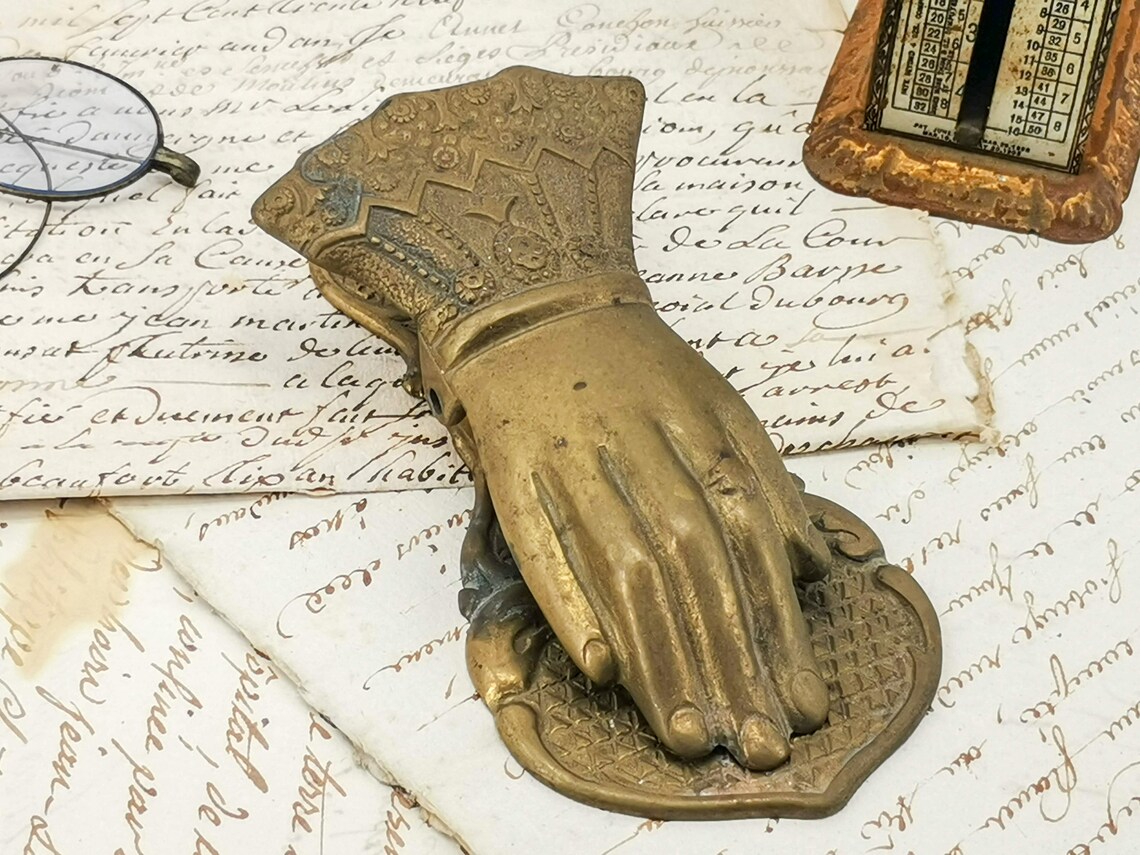 Solid Brass Paper Clip Holder Victorian Hand Shaped Note - Etsy